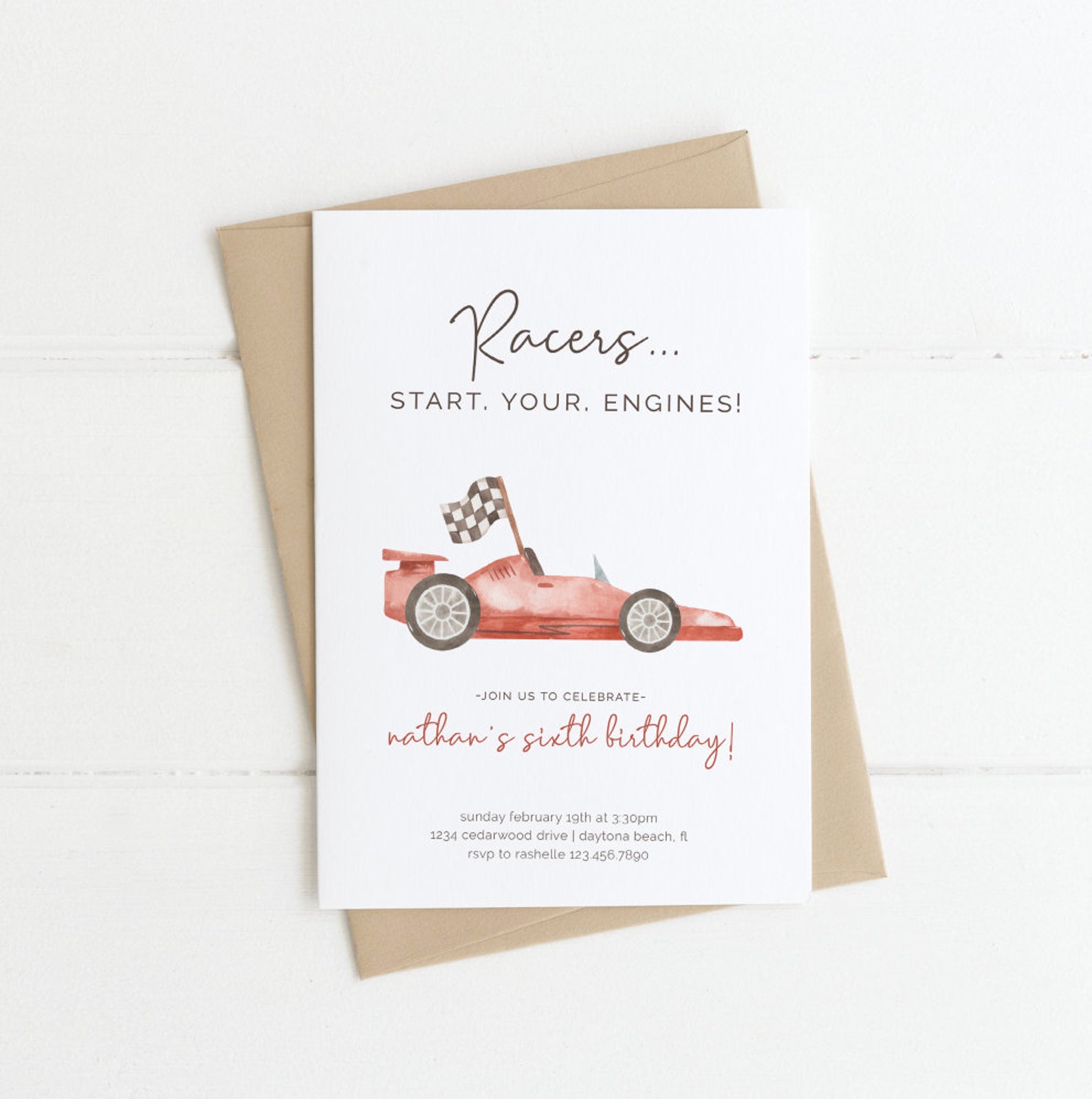 Racing Birthday Invitation Editable Template Racers Start | Etsy