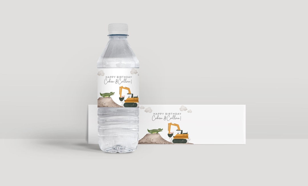 Vators and Gators Water Bottle Labels, Editable Template, Construction ...