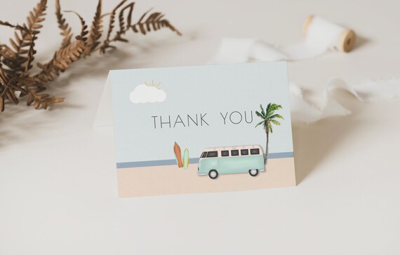Surfing Thank You Card Editable Template Thanks the Big - Etsy