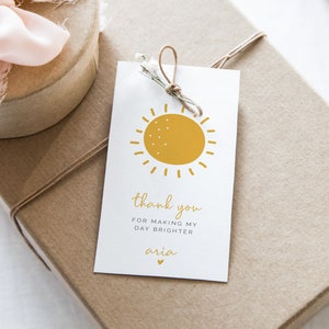 Sun Thank You Labels, Editable Template, First Trip Around the Sun ...