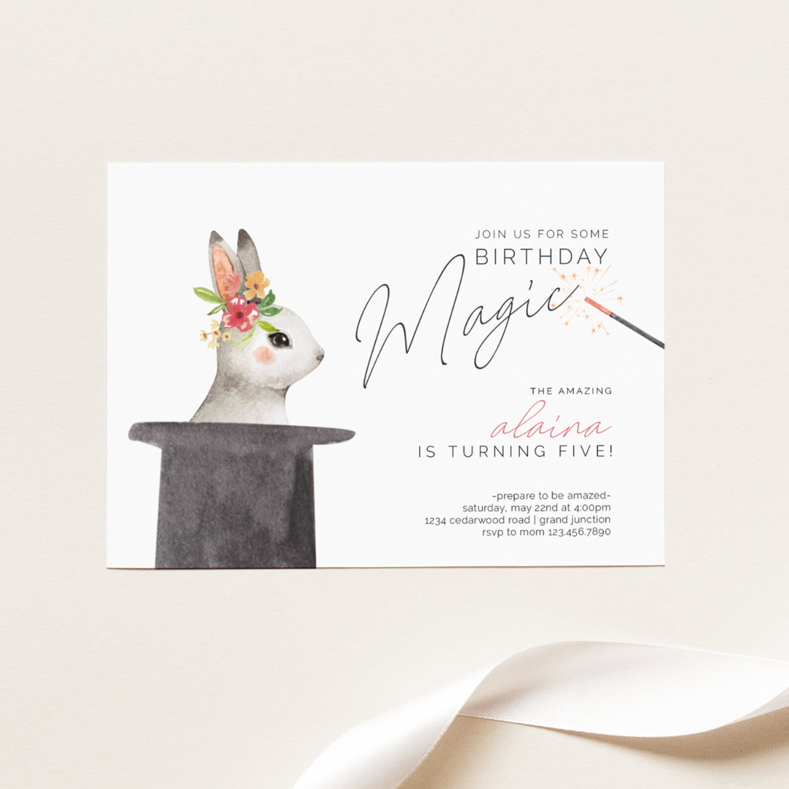 Girl Magic Show Birthday Invitation, Editable Template, Magician Party ...