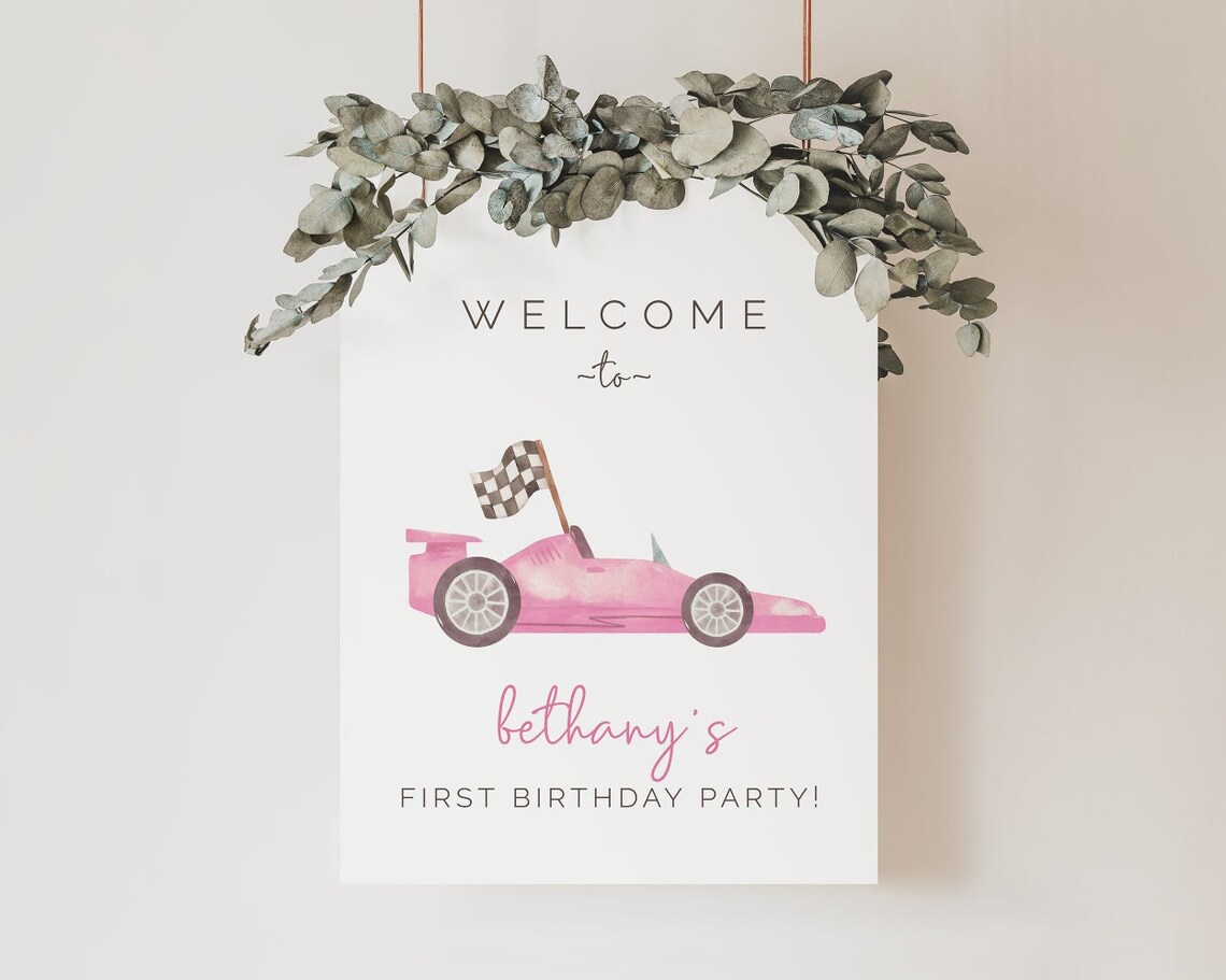 Fast One Welcome Sign Editable Template Racing Birthday - Etsy