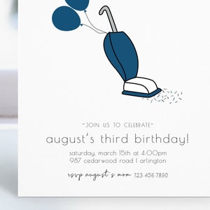 Vacuum Birthday Invitation, Editable Template, Cleaning Party Invite ...