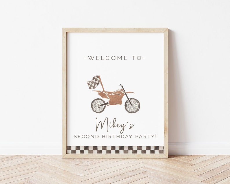 Dirt Bike Welcome Sign Editable Template Racing Birthday - Etsy