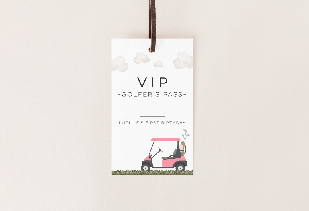 Girl VIP Golfer's Pass, Editable Template, Golf Crew Pass, Hole in One ...