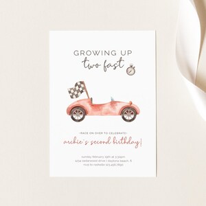 Growing up Two Fast Birthday Invitation Editable Template | Etsy