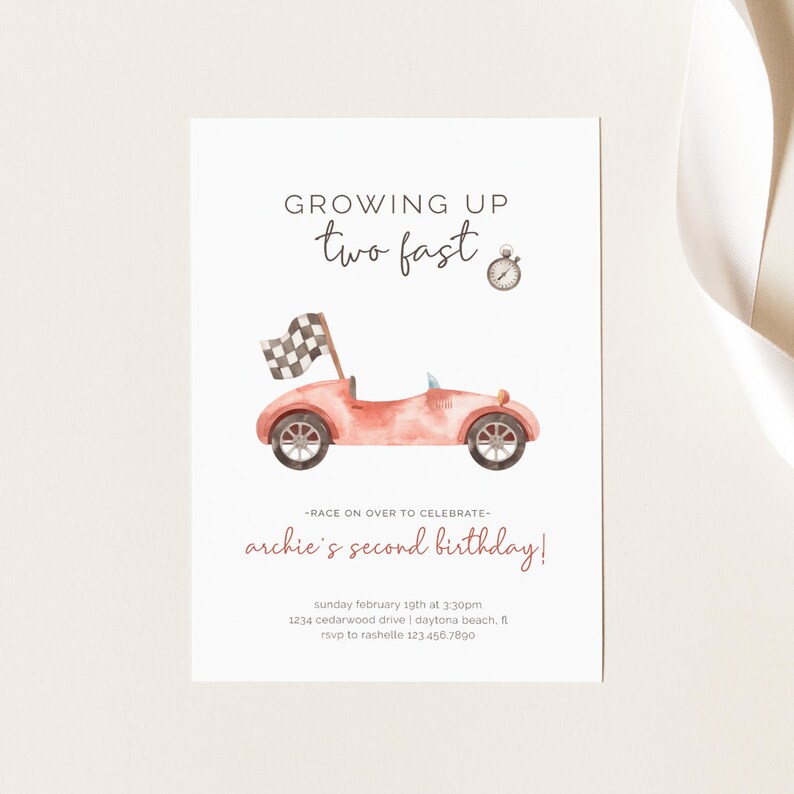 Growing up Two Fast Birthday Invitation Editable Template - Etsy