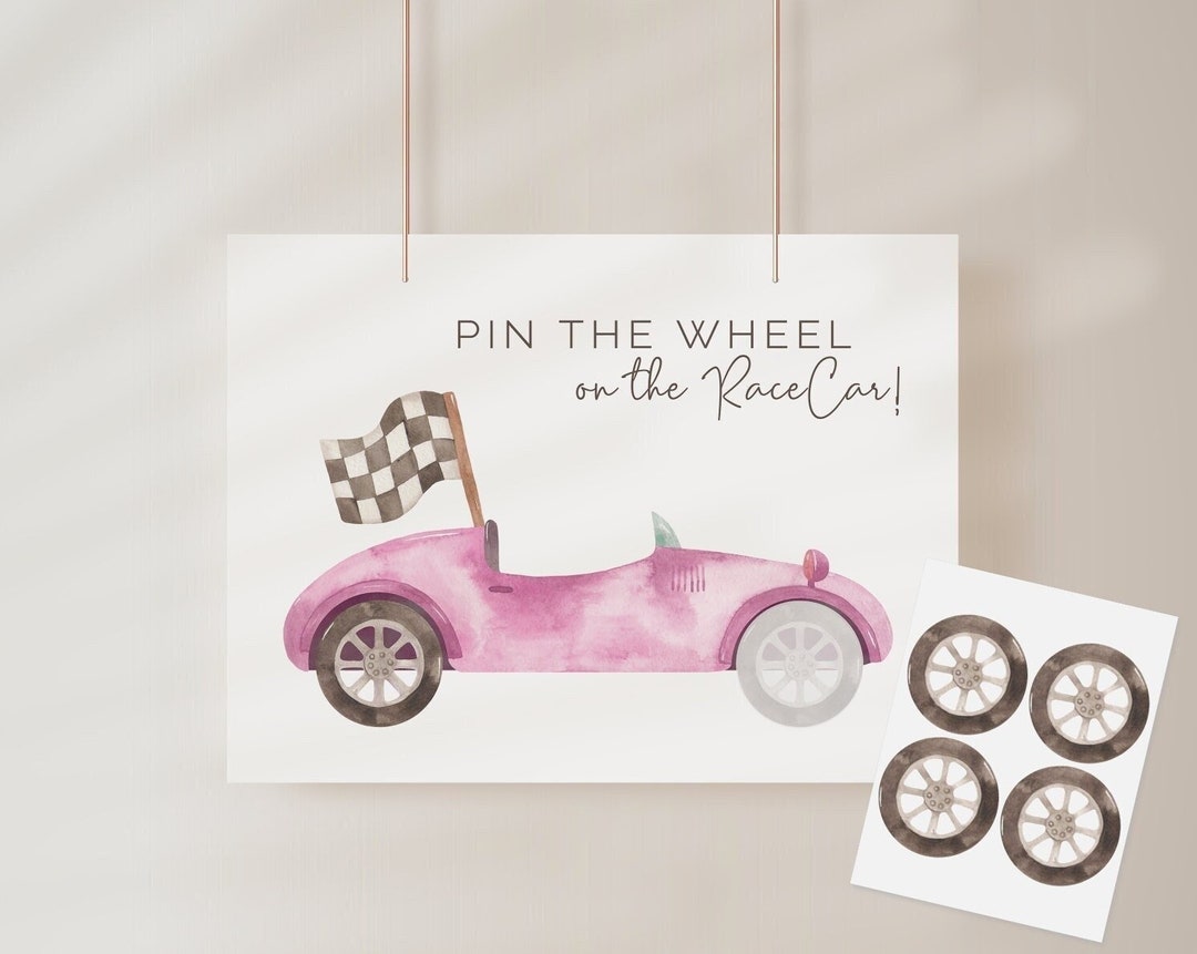 Pin the Wheel on the Race Car, Editable Template, Two Fast Poster ...