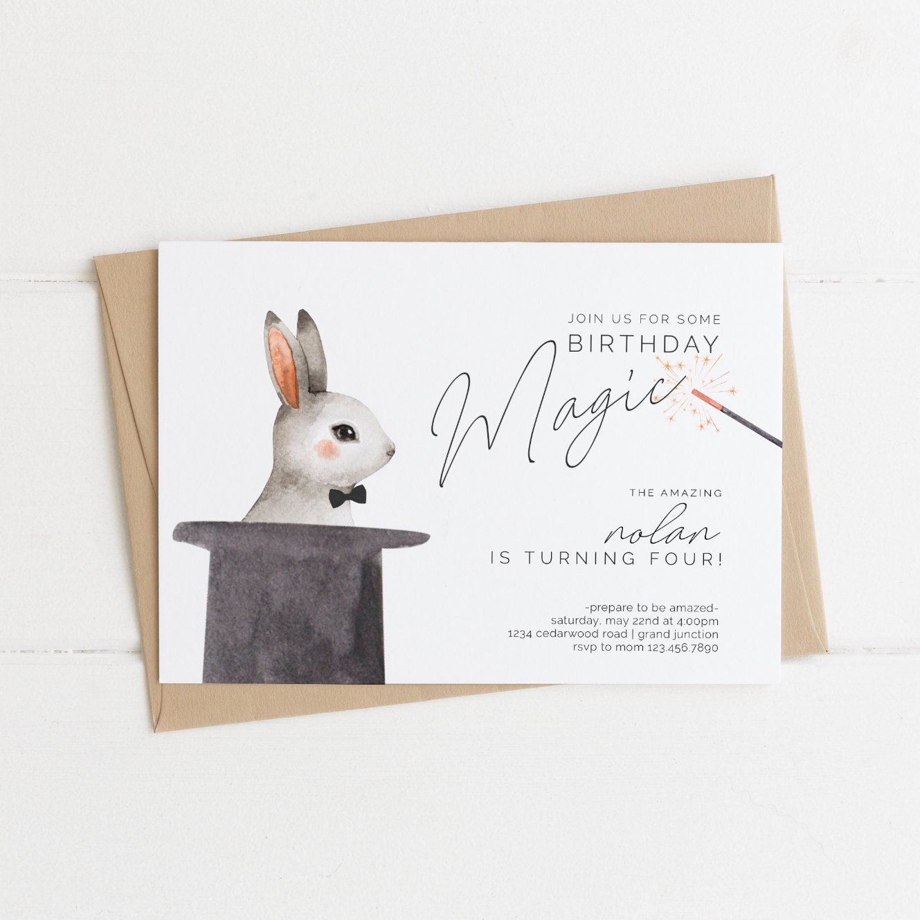 Magic Show Birthday Invitation Editable Template Magician - Etsy