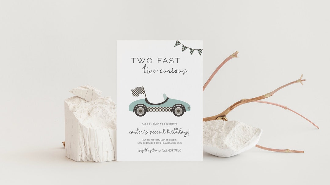 Two Fast Two Curious Birthday Invitation, Editable Template, Racing ...