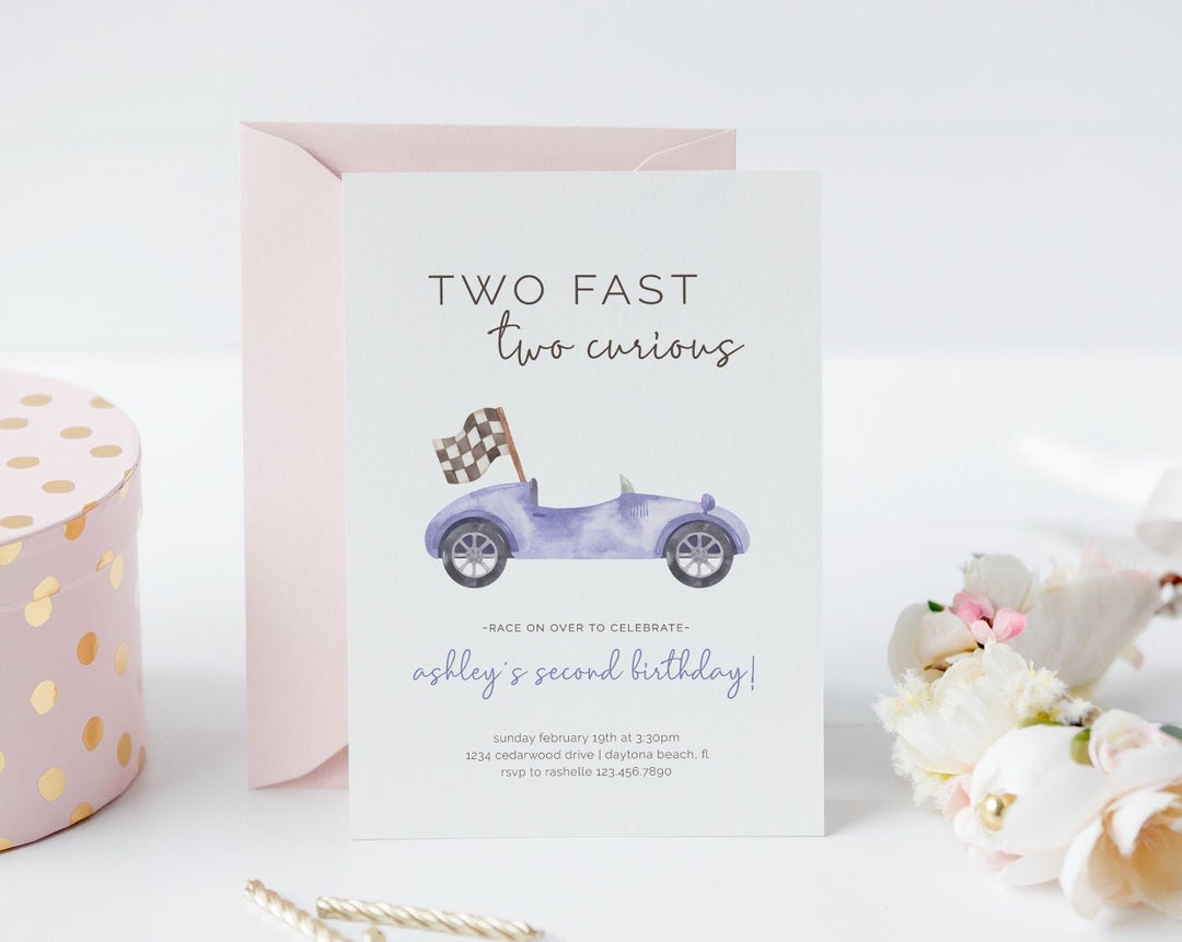 Two Fast Two Curious Birthday Invitation, Editable Template, Turning 2 ...