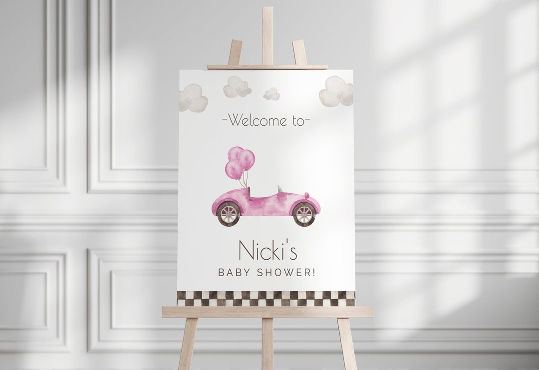 Racing Baby Shower Welcome Sign, Editable Template, Our Little Racer is ...