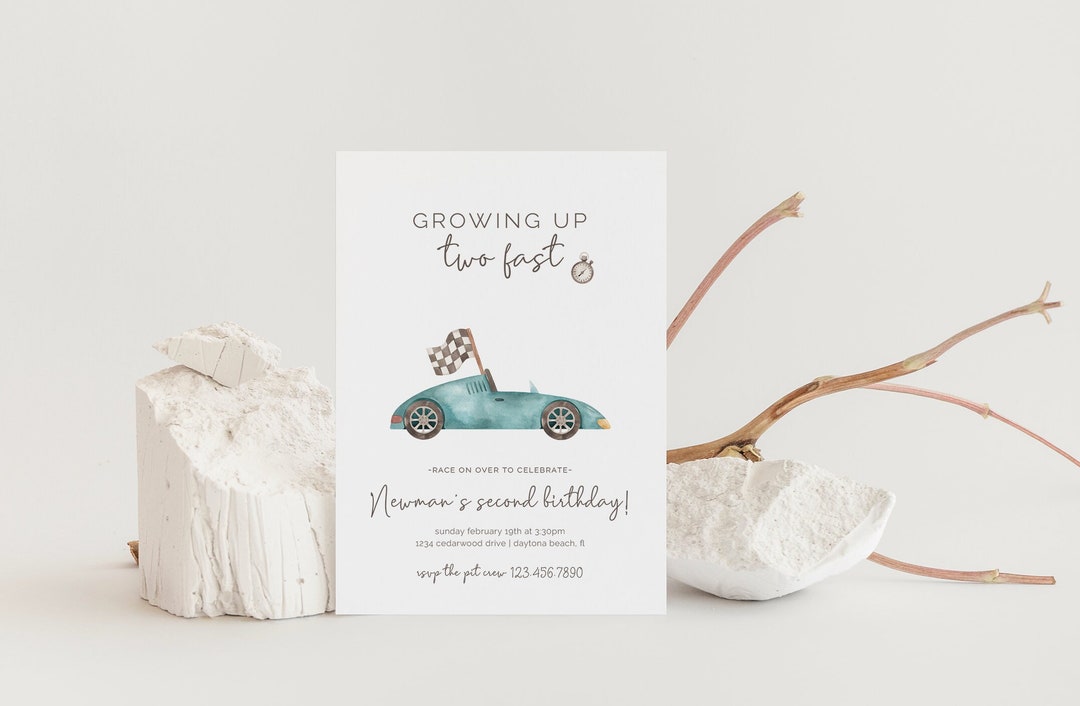 Growing up Two Fast Birthday Invitation, Editable Template, Turning 2 ...