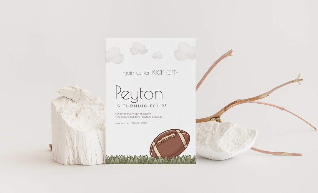 Football Birthday Invitation, Editable Template, Join Us for Kick Off ...