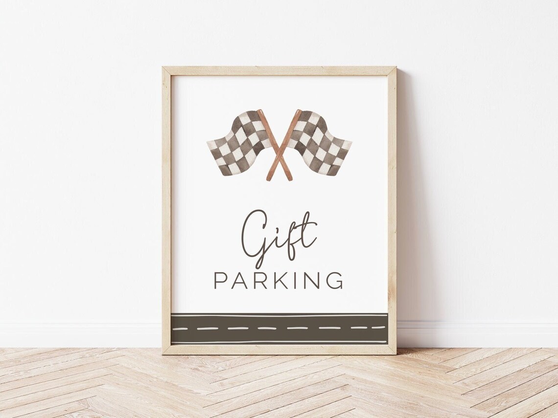 Gift Parking Table Sign, Editable Template, Racing Decor, Food Party ...