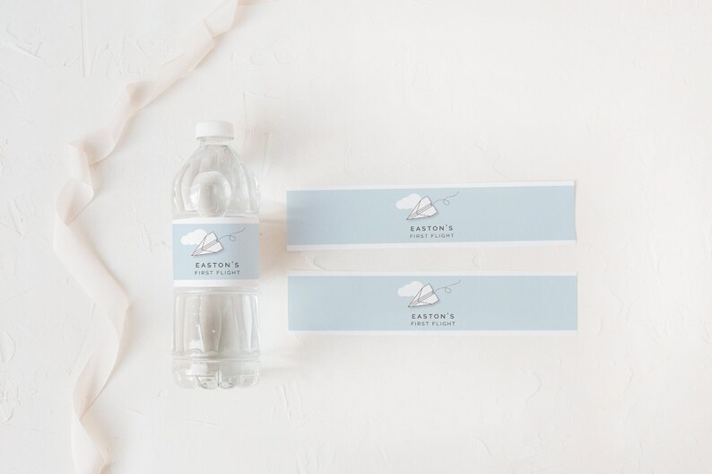 Paper Airplane Water Bottle Labels Editable Template Time - Etsy