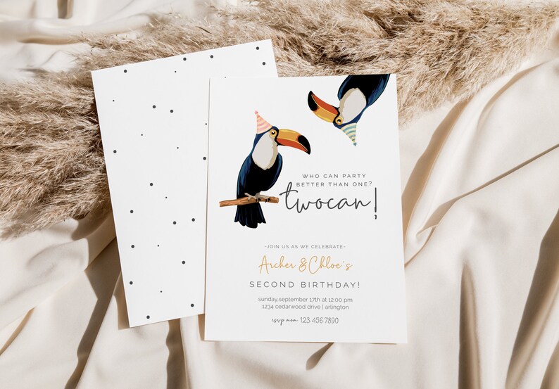 BOY GIRL Toucan Birthday Invitation, Editable Template, Toucan Party ...