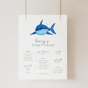 Baby Shark Milestone Poster, First Year Sign, Editable Template, Under ...