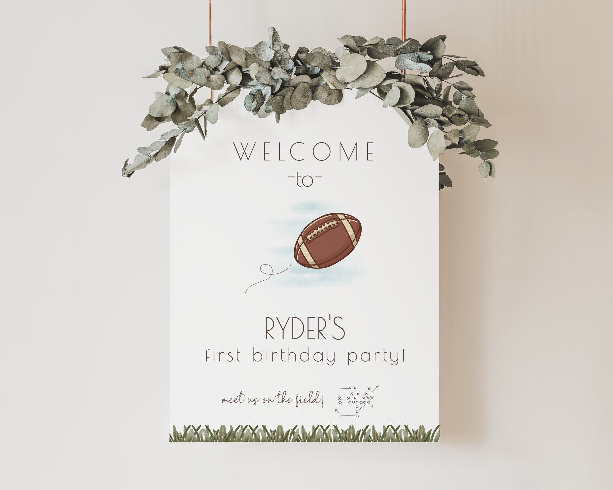 Football Theme Birthday Welcome Sign Editable Template First - Etsy