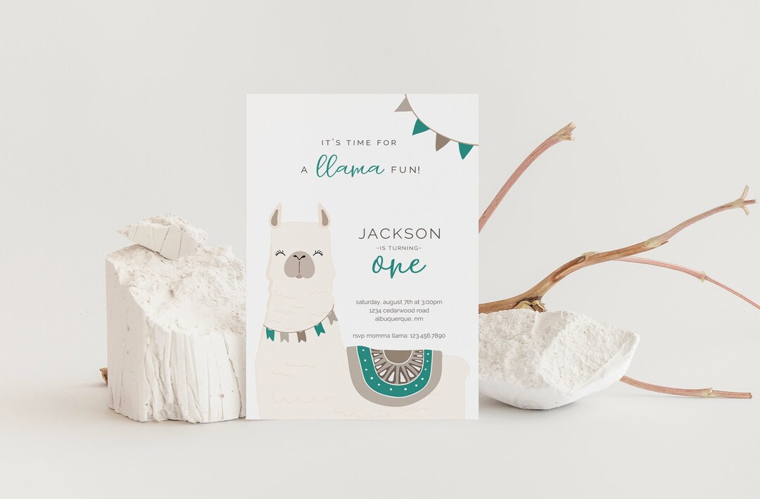 Llama Birthday Invitation, Editable Template, A Llama Fun Party Invite ...