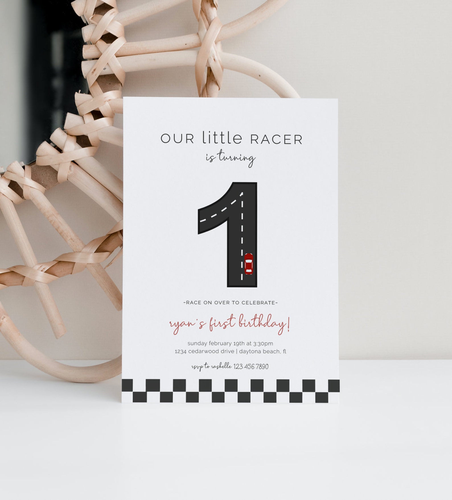 Racing First Birthday Invitation Editable Template Red Race - Etsy
