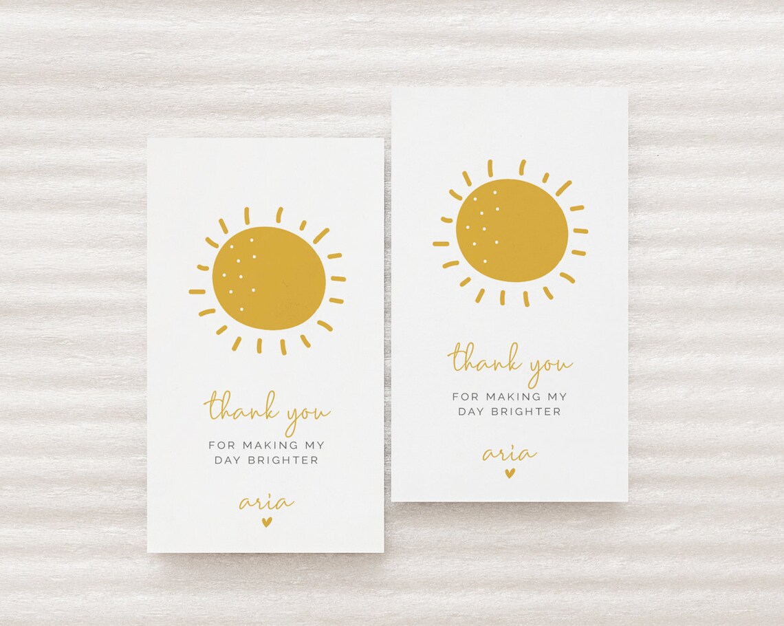 Sun Thank You Labels Editable Template First Trip Around the | Etsy