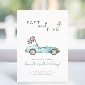 Fast and Five Birthday Invitation, Editable Template, Turning 5 ...