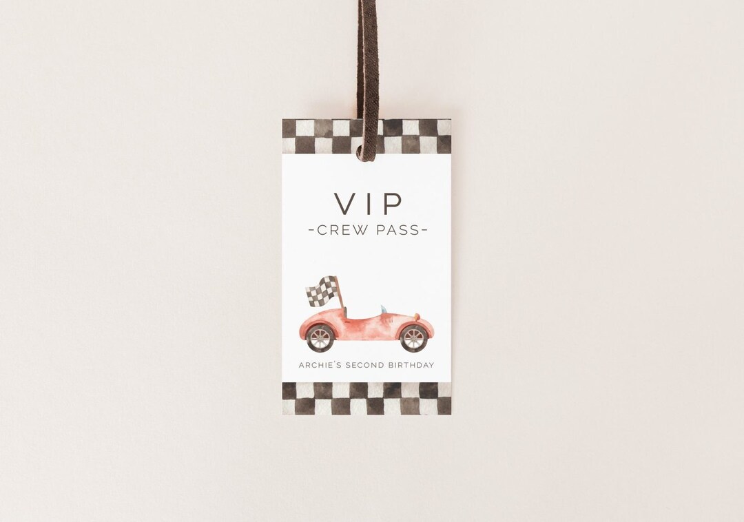 VIP Crew Pass, Editable Template, Two Fast Vintage Race Car Party, Two ...