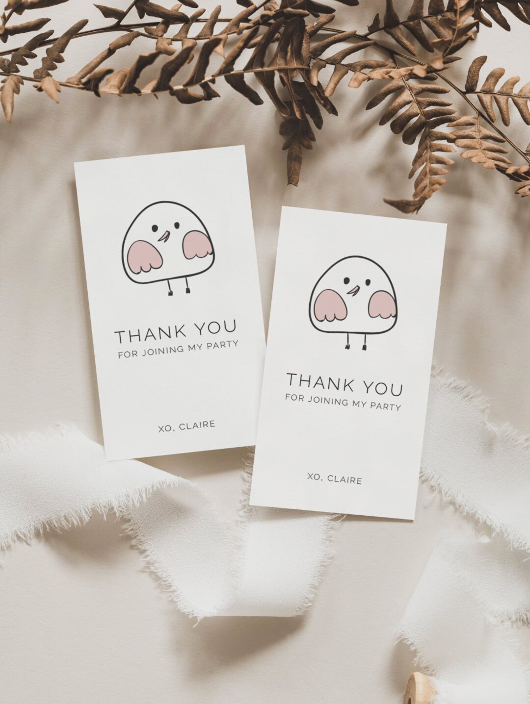 Bird Thank You Labels, Editable Template, Girl Birdy Party Tags, 1st ...