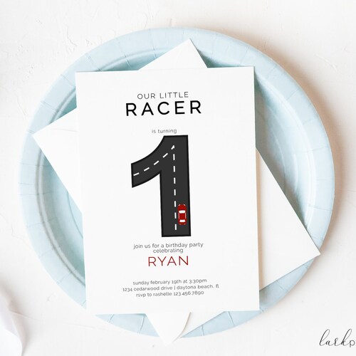 Racing First Birthday Invitation Editable Template Race Car | Etsy