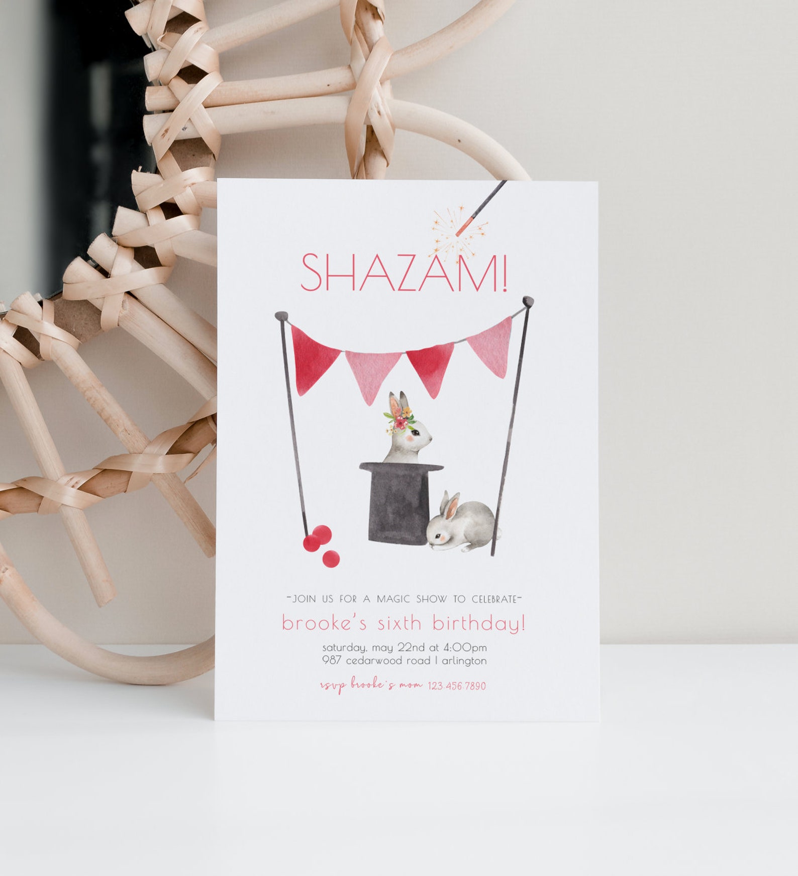 Girl Magic Show Birthday Invitation, Editable Template, Magician Party ...