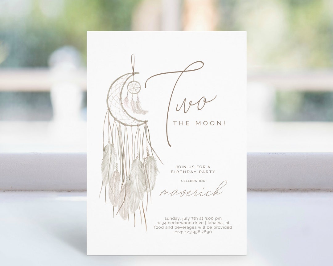 Invitación de cumpleaños de dos la luna, invitación de segundo ...