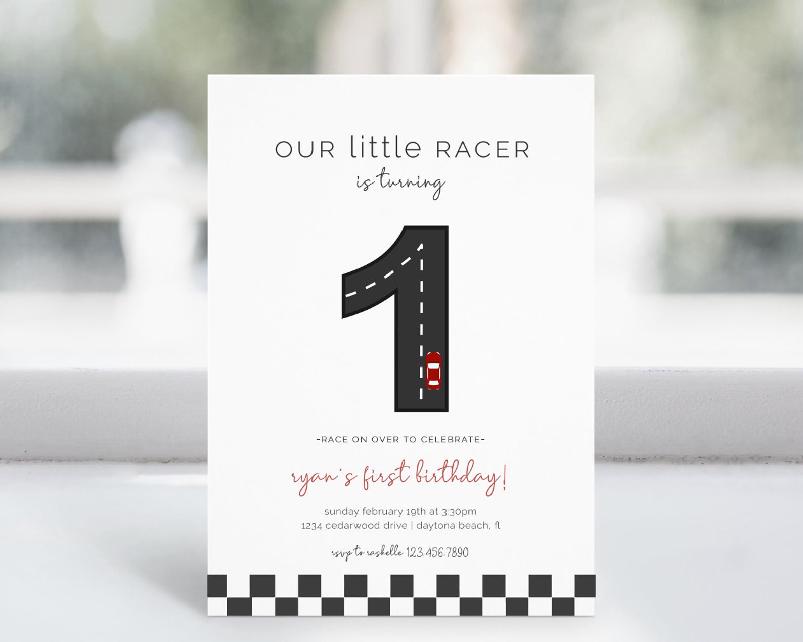 Racing First Birthday Invitation Editable Template Red Race - Etsy