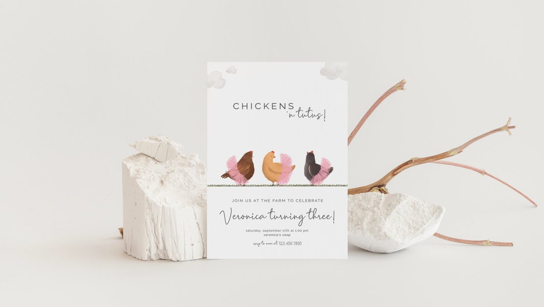 Chickens 'n Tutus Birthday Invitation, Editable Template, Our Little ...