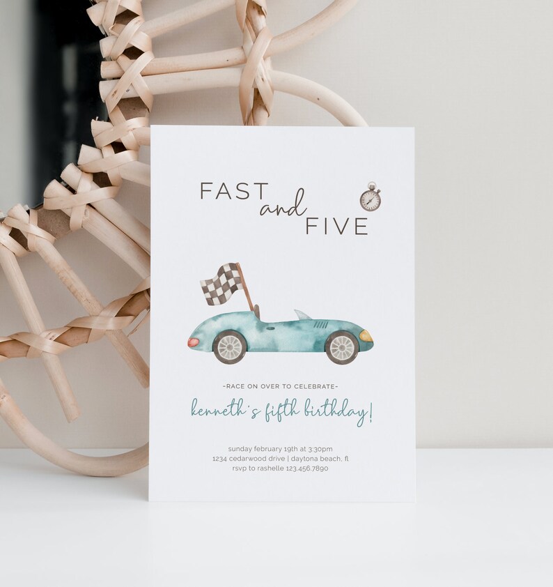 Fast and Five Birthday Invitation Editable Template Turning - Etsy