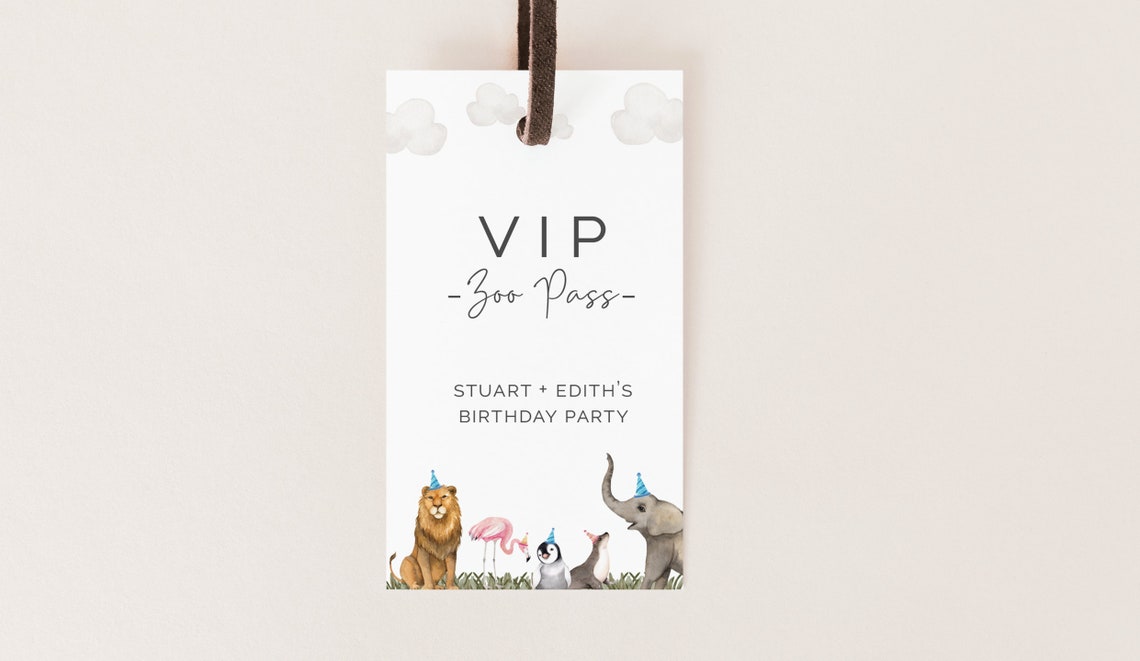 Four Ever Wild and Three VIP Pass, Editable Template, Zoo Pass Birthday ...