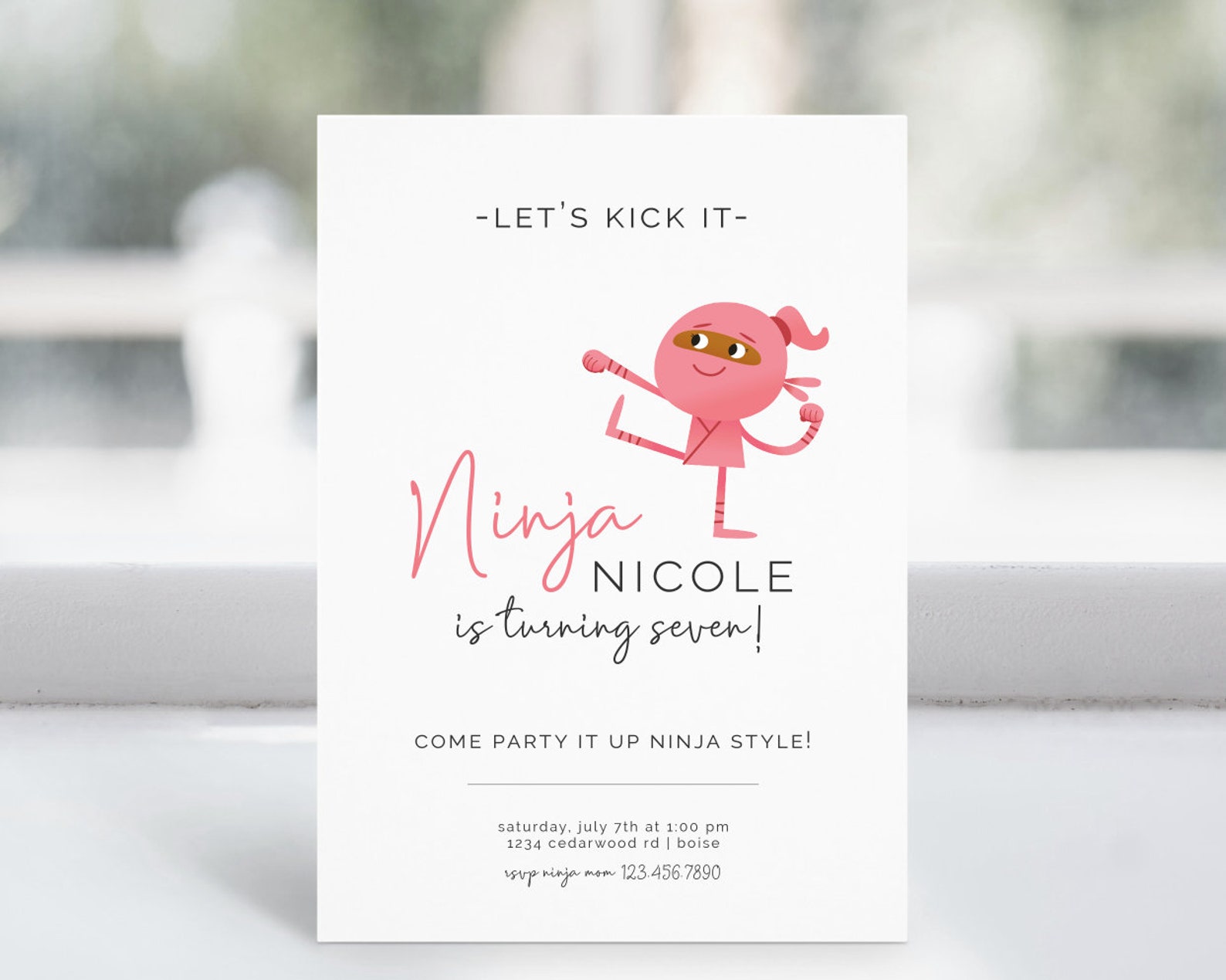 Girl Ninja Birthday Invitation Editable Template Warrior - Etsy