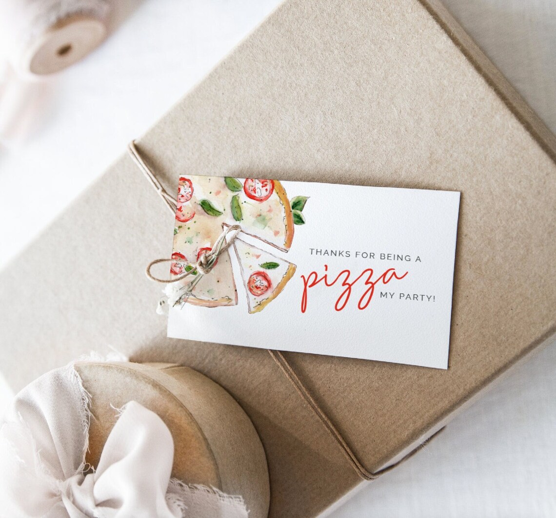 Pizza Party Thank You Labels Slice of Fun Birthday Tags - Etsy