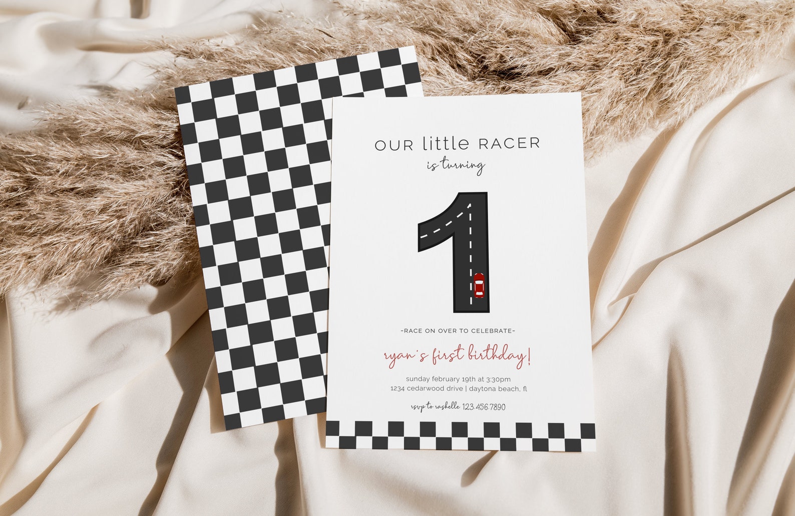 Racing First Birthday Invitation Editable Template Red Race - Etsy