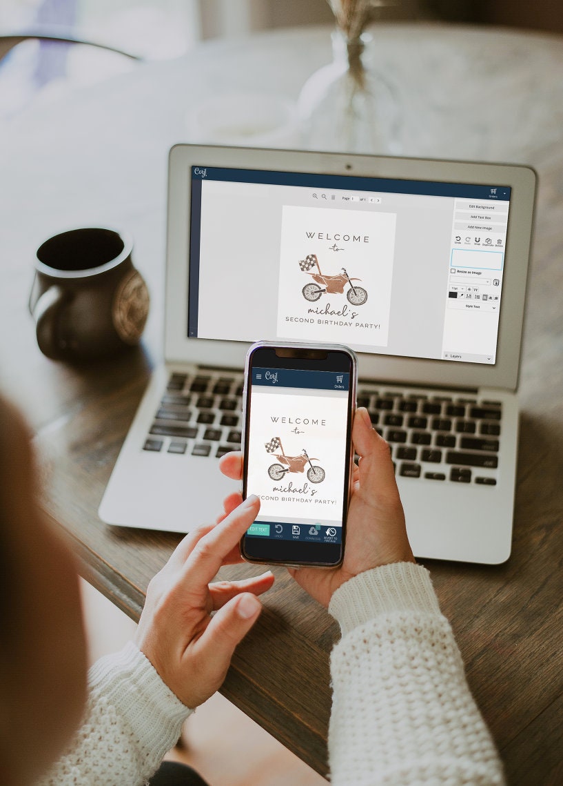 Dirt Bike Welcome Sign Editable Template Racing Birthday - Etsy