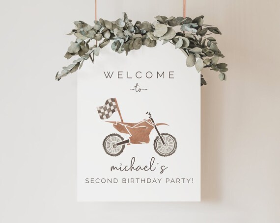 Dirt Bike Welcome Sign Editable Template Racing Birthday - Etsy