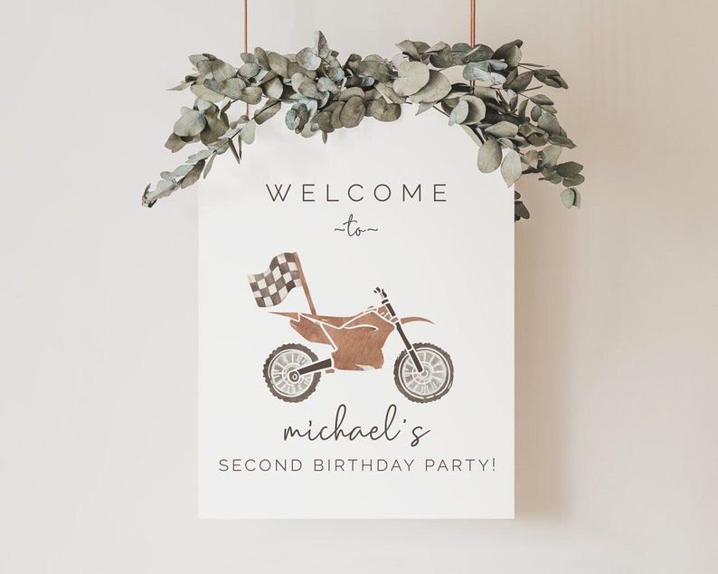 Dirt Bike Welcome Sign Editable Template Racing Birthday - Etsy
