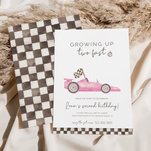 Growing up Two Fast Birthday Bundle Set, Editable Template, Racing ...