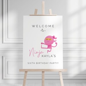 GIRL Ninja Birthday Bundle Set, Editable Template, Pink Ninja Birthday ...
