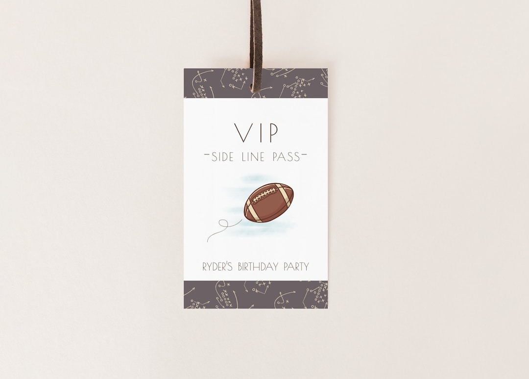 Football VIP Side Line Pass, Editable Template, Football Party, First ...