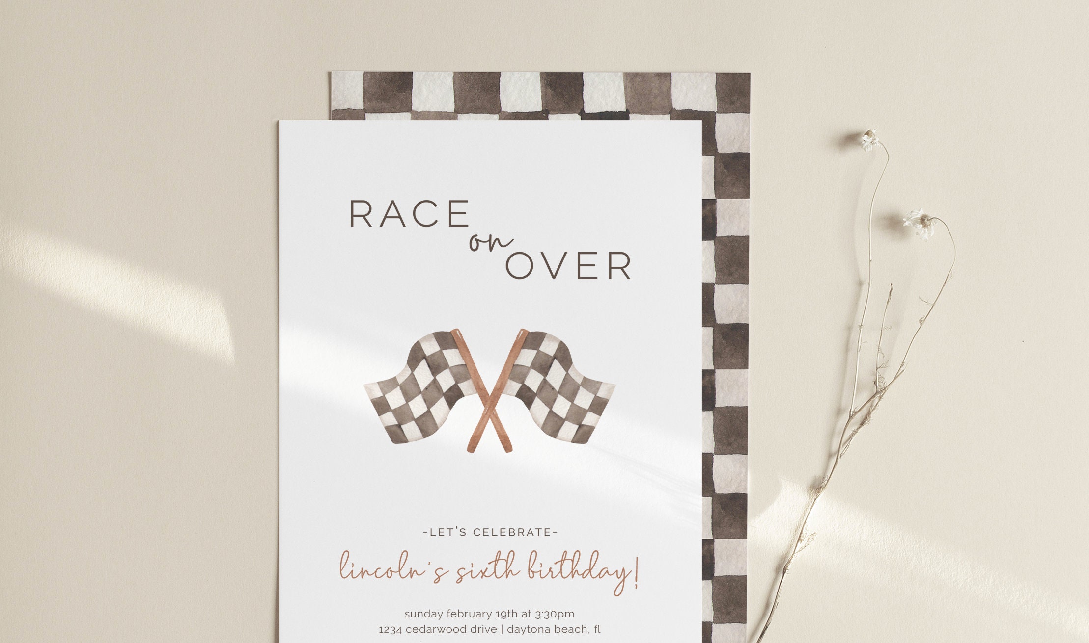 Racing Birthday Invitation Editable Template Race on Over - Etsy