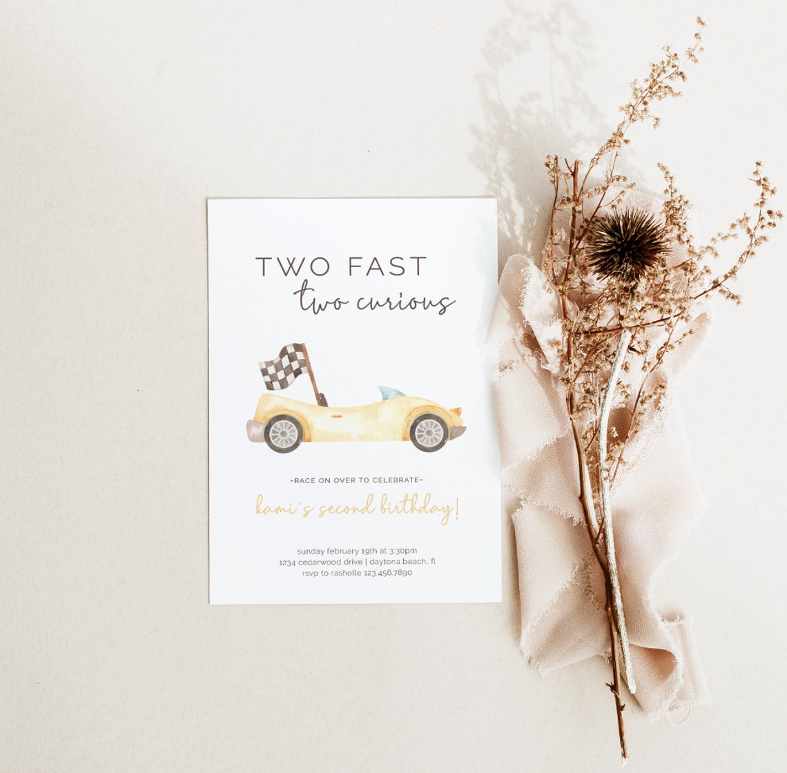 Two Fast Two Curious Birthday Invitation Editable Template | Etsy
