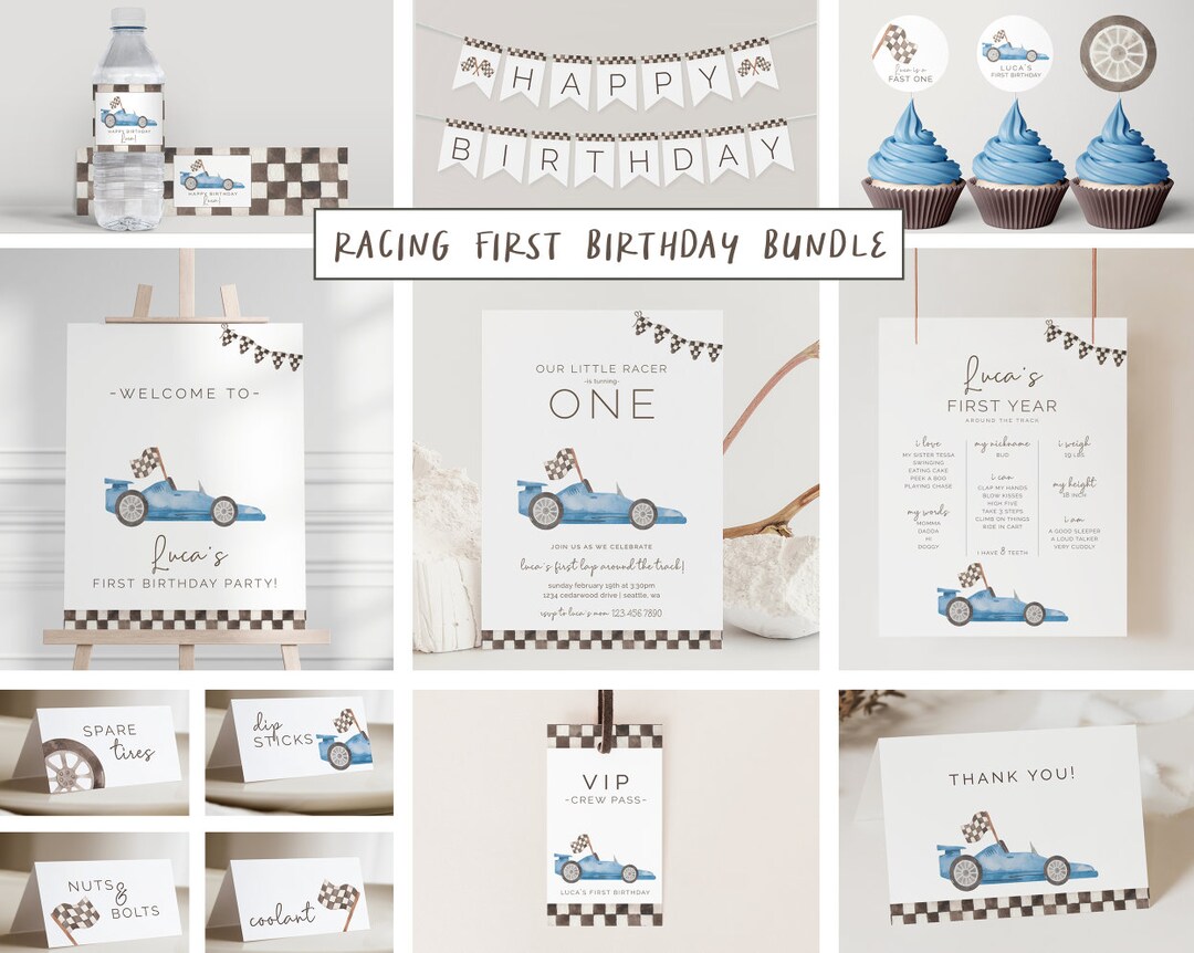 First Lap Birthday Bundle Set Editable Template FAST ONE - Etsy