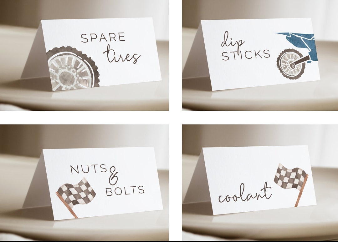 Blue Dirt Bike Food Tent Labels, Editable Template, Vintage Racing ...