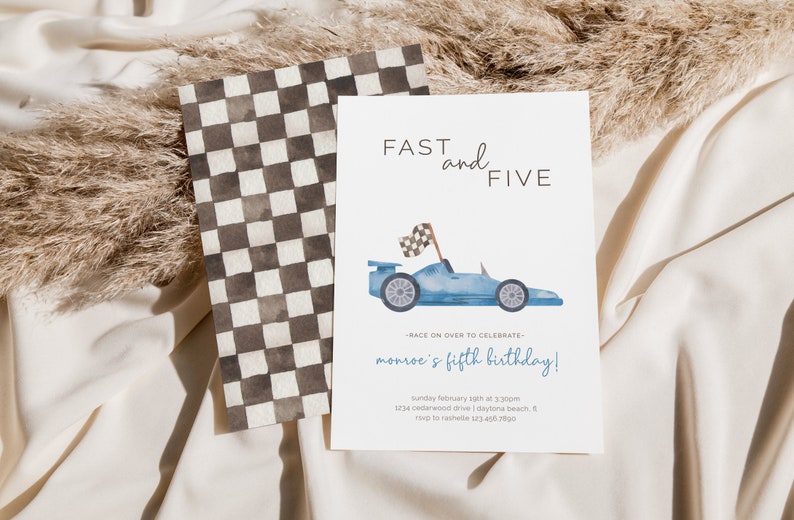 Fast and Five Birthday Invitation Editable Template Turning - Etsy